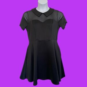 Hot Topic | Dresses | Hot Topic Goth Black Collared Mesh Panel Skater ...